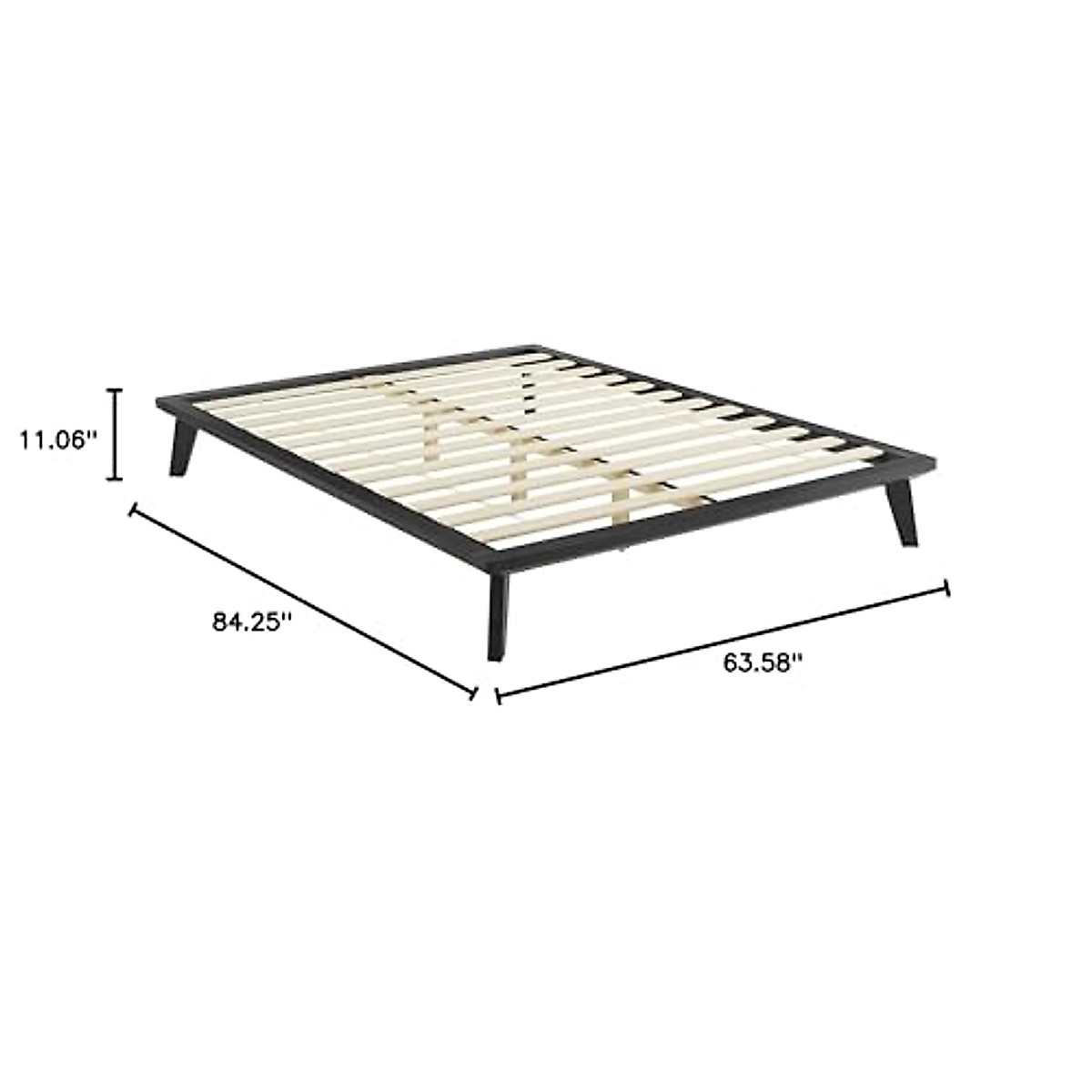 Classic Brands Canton Wood Platform Bed Frame Black, Queen