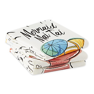 DII Summer Basics Kitchen Collection Tropical Dishtowel Set, 18x28, Recipe Trio