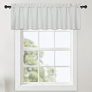 GlowSol Cream Valance for Kitchen Waffle Fabric Curtain Water Resistant Valance for Bathroom Short Cafe Valance, Cream, 60W×15L