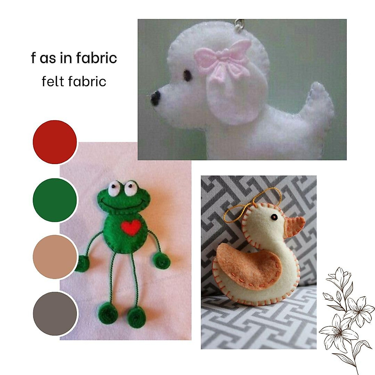 F as in Fabric | Felt Fabric Quarter Yard | 100% Acrylic | 9" X 72" | 1.5mm Thick | Hand Crafts, for Kids Creativity (Red, 9" X 72")