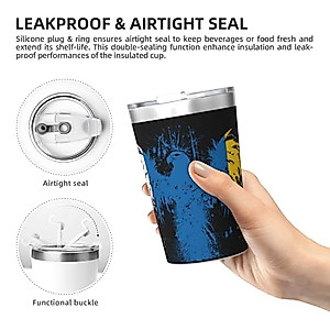 12oz Tumbler Canary Islands Flag Stainless Steel Cup With Straw And Lid Spill Proof Bulk Double Wall Vacuum Reusable Water Tumblers For Cold Hot Drink