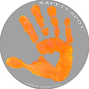 Safety Spot Magnet - Kids Handprint for Car Parking Lot Safety - Gray Background (Orange)