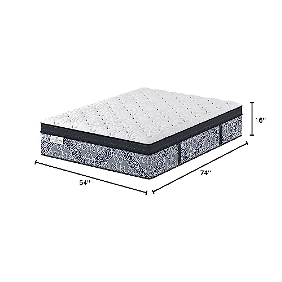 Kingsdown Passions Kelbrooke 16" Plush Euro Pillow Top Hybrid Mattress Full, Cool Gel Memory Foam Layer Motion Isolation Quilted Top Premium Mattress