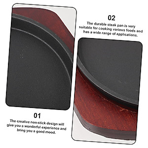 MUSISALY 1 Set Barbecue Plate Steak Grill Plate Grilled Fish Plate Wood Serving Tray fajita Serving Platter fajita Griddle Non Stick Fry pan Steak Plates Baking pan Iron Plate Metal