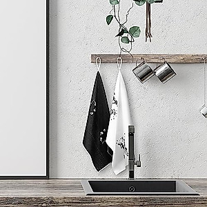 Bencailor 6 Pcs Blue Gold Marble Kitchen Towels Turquoise Navy Summer Dish Towels 24 x 16'' Gothic Hand Towels Moon Sun Star Witchy Tea Towel Astrology Tarot Cloth(Black, White, Moon Cat Star)