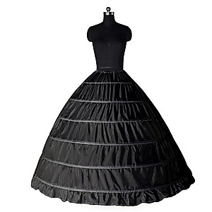 Shape 6 Dress Slip Skirt Underskirt for Wedding Ball Hoop Gown Petticoat Full Accessory Bed Skirt Twin Bed Black