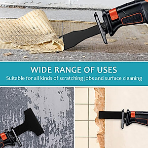 JIANWEI 5PCS Reciprocating Saw Spatula Brush Set, Nylon Wire Abrasive Brushes Reciprocating Blade Saw Cleaning Tool for Tile Cleaning, Floor Mud Cleaning, Wall Putty Removal(Black)