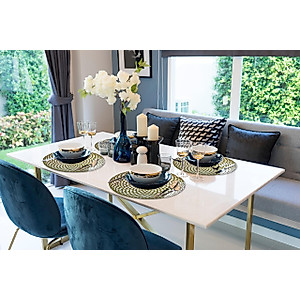 Metallic Placemats Set of 4 - Easy to Clean, Washable Decorative Place Mats for Kitchen and Dining Table - Non-Slip Round Table Mats - Dinnerware & Accessories - Dining Table Centerpiece Decor, Gold