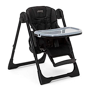 Jeep by Delta Children Classic Convertible 2-in-1 High Chair for Babies and Toddlers with Adjustable Height, Recline & Footrest - Dishwasher Safe Meal Tray, Black