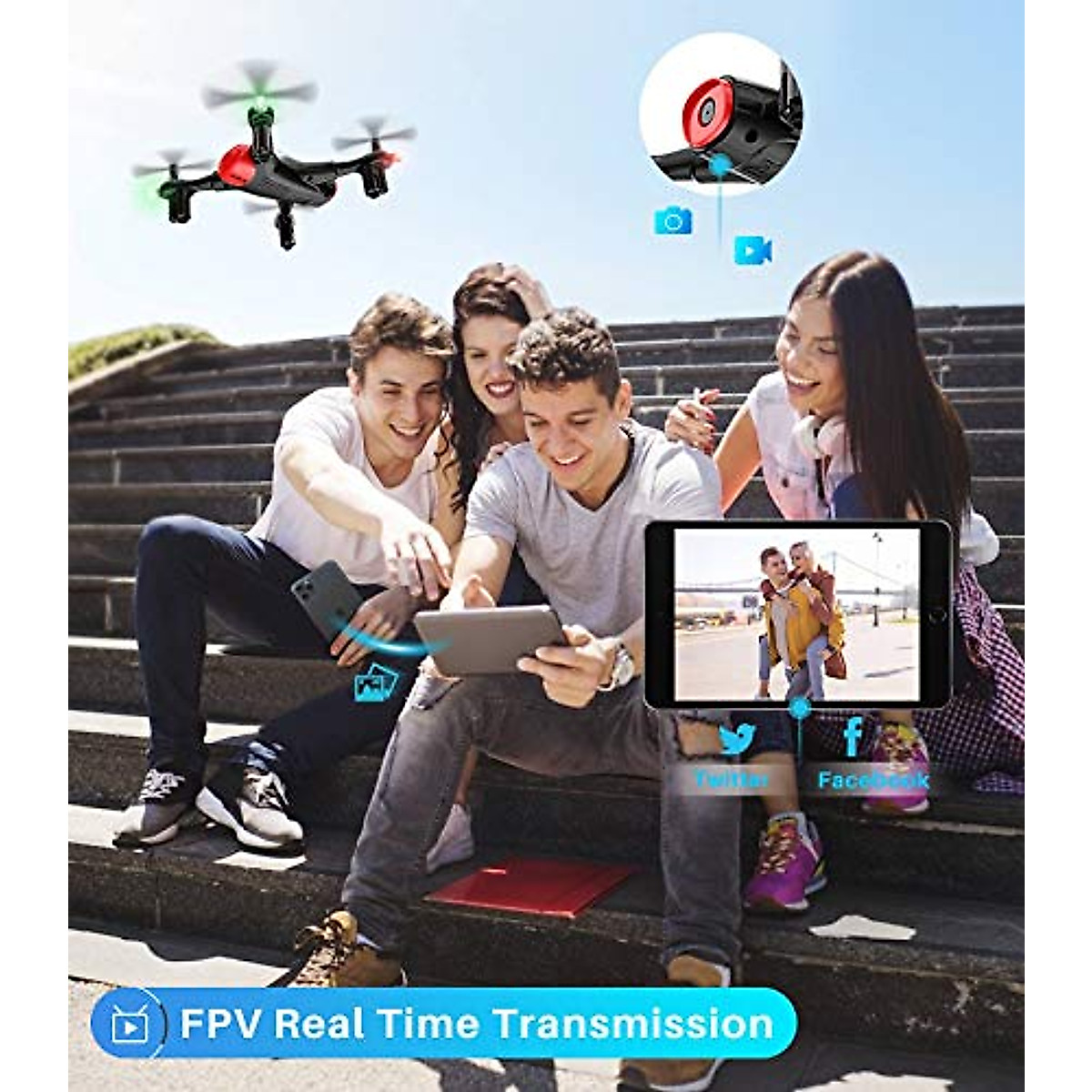Syma X400 Mini Drone with Camera for Adults & Kids 720P Wifi FPV Quadcopter with App Control, Altitude Hold, 3D Flip, One Key Function, Headless Mode, 2 Batteries, Easy to Fly for Beginners