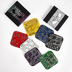 Coasters for Drinks in PCB-Design Green Coasters Decor with Immersion Gold Circuit Board Coasters for Coffee Table Bar Office Tech Gifts for Boyfriend Gamer Geek Engineer Dad Men (2 x Green/Pack)