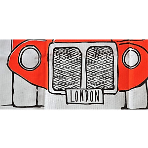 Sketchy Red London Bus Tea Towel Souvenir Sketch Routemaster Cartoon Drawing Souvenir Gift White by Elgate