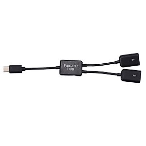 Leya-US Spare Part Portable USB-C/Type-C Male to Dual USB Ports Female HUB Adapter Compatible for MacBook, PC, Laptop, Tablet, Smartphone
