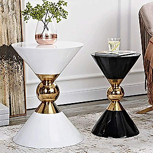 DLOETT Style Living Room Side Tables Gold Tea-Table Sofa End-Table White and Black Side Coffee Table (Color : D)