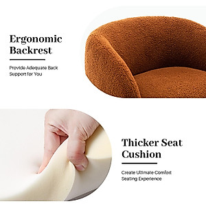 obmedin Swivel Accent Barrel Armchair with Wood Base Round Boucle Modern Upholstered Accent Chair for Nursery Living Room Bedroom Nursery Club, Burnt Orange