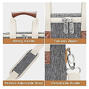 Insulated Waxed Canvas Padded Wine Cooler Bag - Portable Tote Carrier with Corkscrew Opener for Travel, Party, Beach, Wedding for Wine Lovers (Grey)