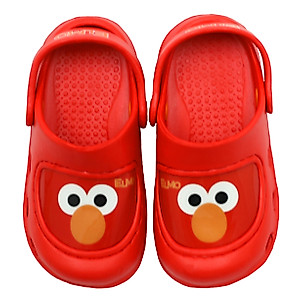 Sesame Street Boy's Elmo Clog with Molded Backstrap, Red Face, 7-8