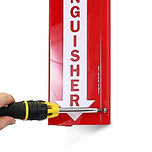 SmartSign “Fire Extinguisher” Projecting Sign, Fire Extinguisher with Arrow | 4" x 18" Polished Acrylic