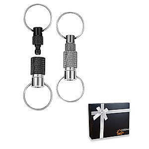 Oythiem Quick Release Keychain Keyring for Men, Women - Detachable Keychain Key Ring Quick Release for Easy Access to Your Keys, Pull Apart Key Chain Double Key Ring for Bag, Belt (2 Packs)
