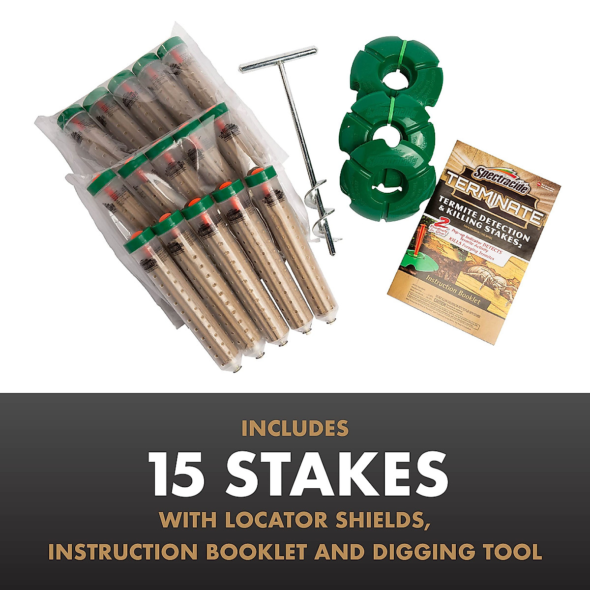Spectracide Terminate Termite Detection & Killing Stakes, Kills Foraging Termites, Detects Termite Activity, 15 Count