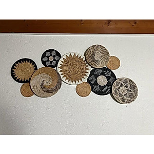 ChumDecor Set of 10 Handcrafted Boho Wall Basket Decor, Wall Hanging Baskets, Decorative Plates for Wall, Handmade from Vietnam Unique Wicker Wall Art Decor