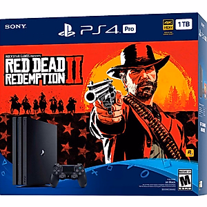 New Sony PlayStation 4 Pro 1TB Red Dead Redemption 2 Console Bundle with HDR Technology for 4K TV Gaming - Jet Black