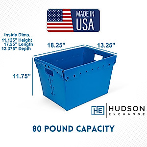 Hudson Exchange 18.25 x 13.25 x 11.75 (1 Pack) Corrugated Space Age Handled Storage Container Mail Tote, Blue