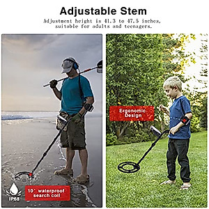 CITELER Metal Detector for Adults & Kids, Professional High Accuracy Gold Detector with Bigger LCD Display, Waterproof Metal Detectors with 10" Search Coil, 5 Modes, Advanced DSP Chip