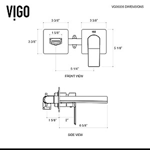 VIGO Atticus 5.125 inch H Single Handle Bathroom Faucet in Matte Black - Wall Mount Faucet - Rough-in Valve Included VG05005MB