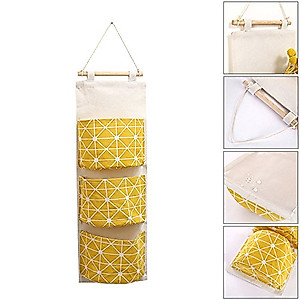 litymitzromq Hanging Organizer, 3 Pockets Wall Door Closet Home Hanging Storage Bag Linen Fabric Wardrobe Organizer Pouch Space Saving Household Tool Grey