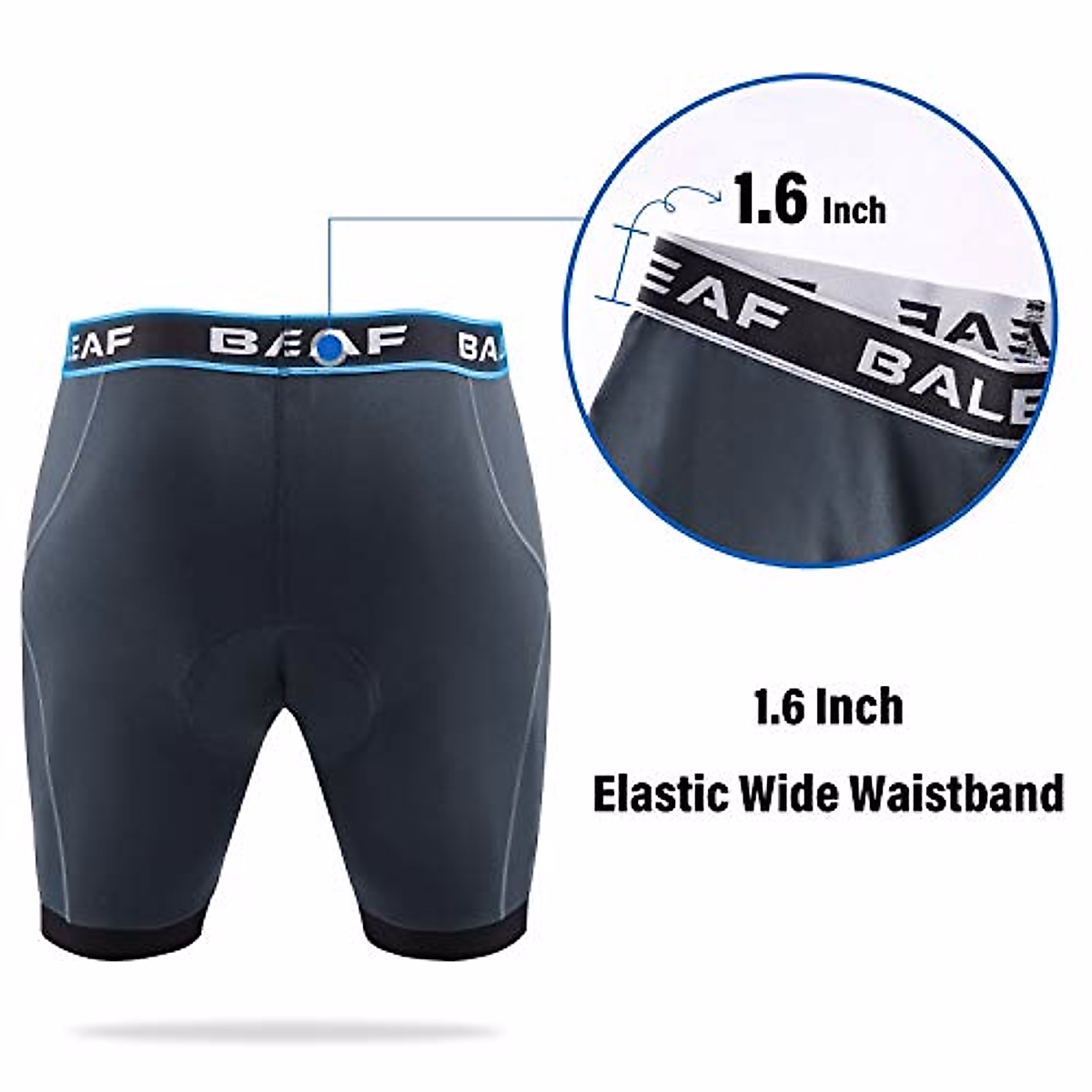 BALEAF Men's Bike Shorts With 4D Padding Cycling Underwear Padded Bicycle MTB Liner Mountain Biking Tights Road Riding Gray XXL