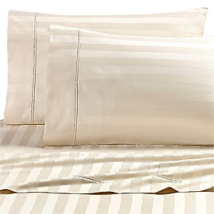 Wamsutta Dream Zone Stripe 1000-Thread-Count PimaCott Queen Sheet Set in Ivory