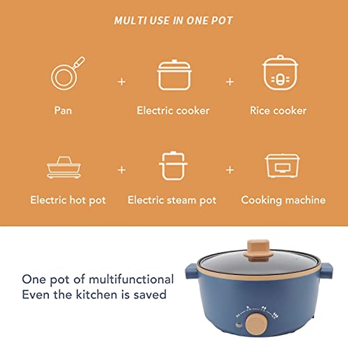 Haofy Household Electric Cooker, 2.5L Large Capacity 800W Electric Cooker for Dorm (US Plug 110V)