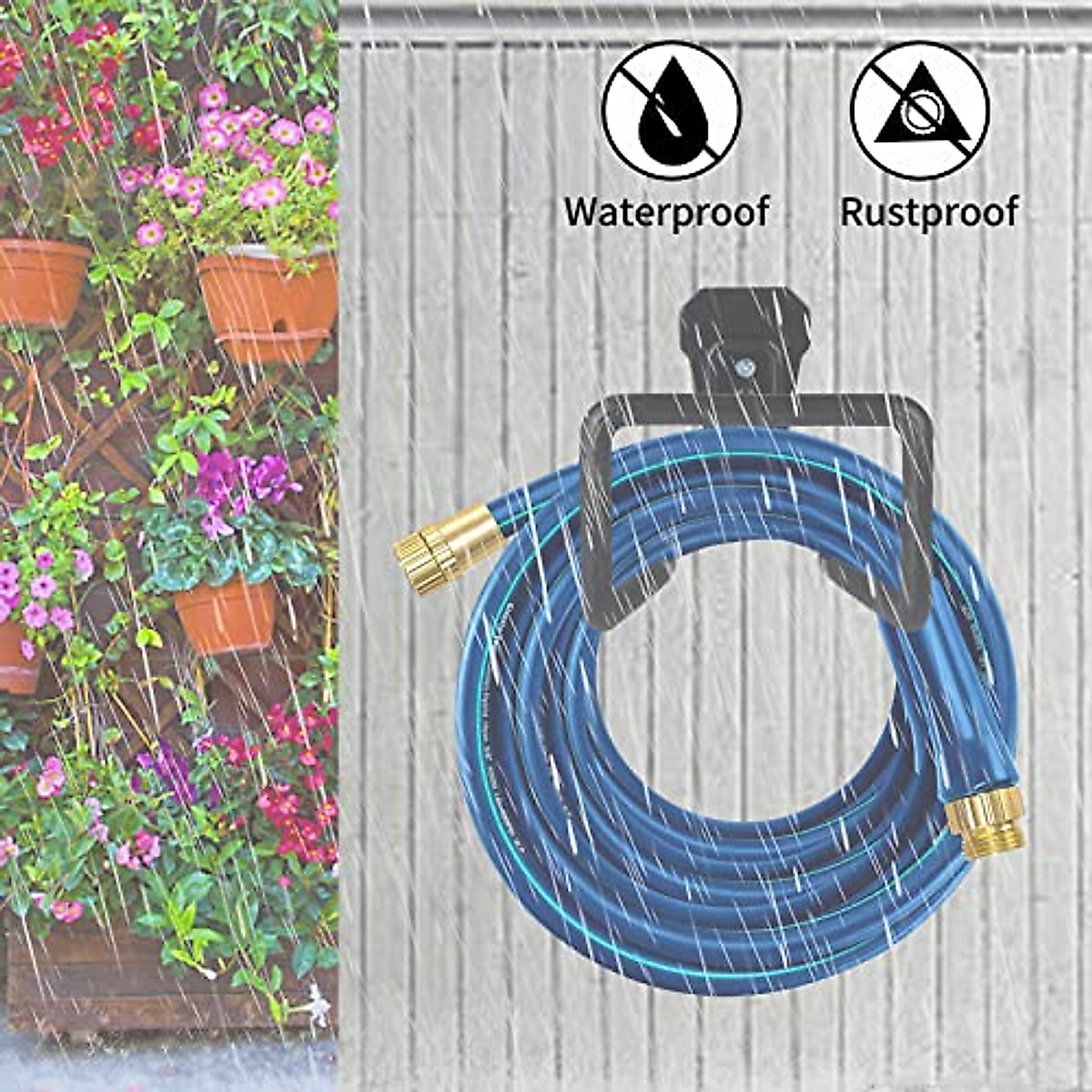 TOZA Hose Holder,Garden Hose Holder Hook Heavy Duty Metal Hose Hanger Wall Mount Holds Up to 100-150Ft Hose for Outside Garden Yard Garage