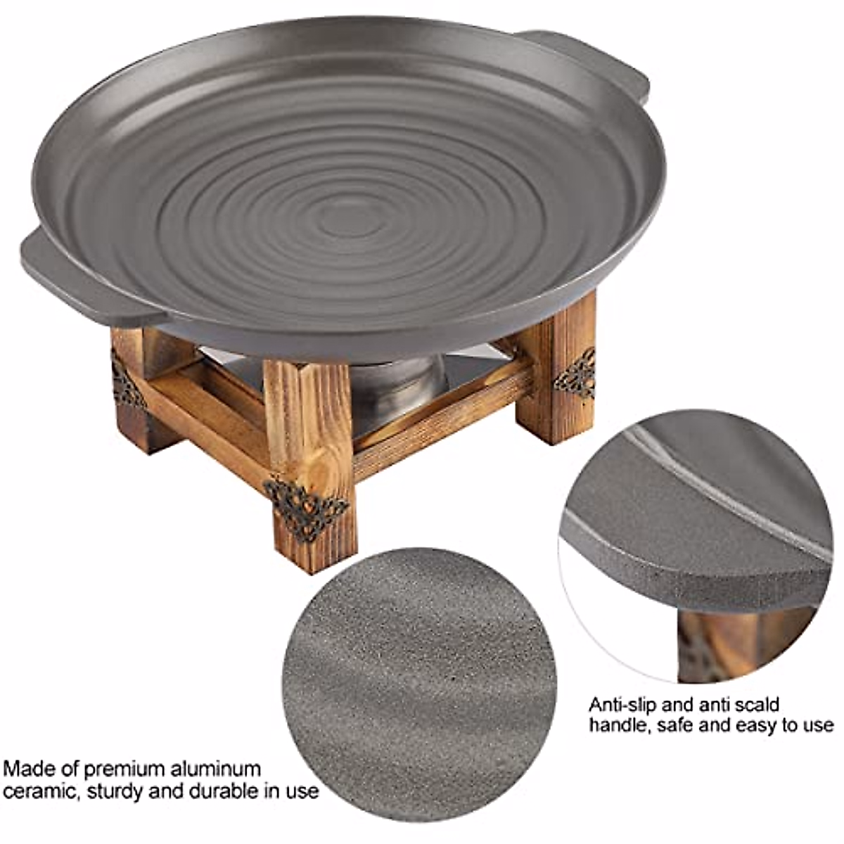 BBQ Round Roasting Tray, luminum Ceramic Plate Non Stick Grill Plate Barbecue Skewers Chafing Dish Party Buffet Pan Cookware for Barbecues, Camping, Durable and Reusable (2M)