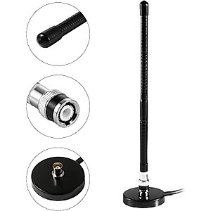 Long Range 27MHz Soft Whip Magnetic Base CB Radio Antenna with PL-259 BNC Male Connector for Cobra Midland Uniden Maxon President Vehicle Car Truck Mobile Handheld CB Radio Police Scanner, Eifagur
