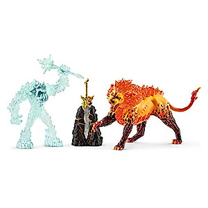 Schleich Eldrador Creatures, Mythical Creatures Toys for Kids, Battle for the Super Weapon Set with Ice Monster and Lava Monster Action Figures, 4 Pieces