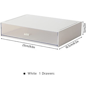 kulusion Desk Organizer with Storage Drawers Stackable , Plastic, White Great for Office School Home - 1drawers (White)