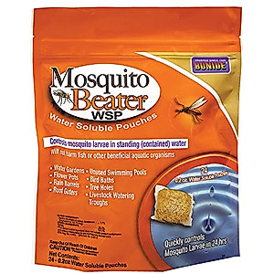 Mosquito Beater Water Soluble Pouches, Pack of 24 Pouches Control Mosquito Larvae in Standing Water, Won't Harm Fish