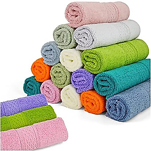 Cleanbear 18 Ultra-Soft Cotton Washcloths Set in 12 Vibrant Spring Colors - Perfect for Sensitive Skin