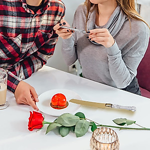 ifavor123 Wedding Cake Knife and Cake Cutter, Cake Cutting Set, Cake Cutting Set for Wedding, Rounded Edges Cake Server and Knife Set for Birthday Party Christmas Gift (Gold)