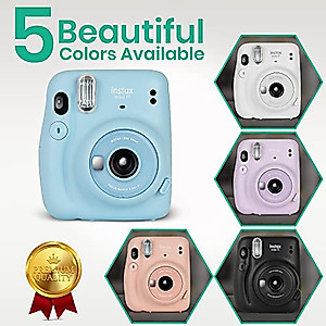 Fujifilm Instax Mini 11 Camera with Fujifilm Instant Mini Film (60 Sheets) Bundle with Deals Number One Accessories Including Carrying Case, Selfie Lens, Photo Album, Stickers (Blush Pink)
