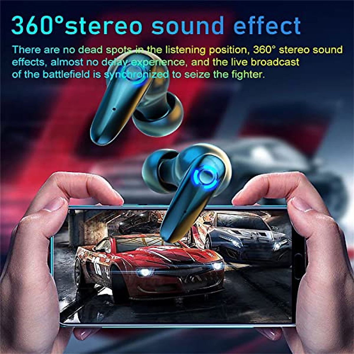 Wireless Bluetooth 5.2 in Ear Touch-Control Headphones - Low-Power Noise Cancellation Binaural Stereo HD Sound Headphones with Charging Case Gifts for Office Outdoor Sport