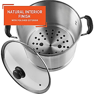 IMUSA USA MEXICANA-410 Aluminum Steamer with Glass Lid 10-Quart, Silver, 10Qt