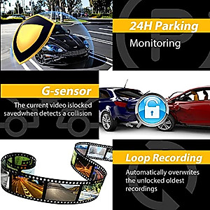 Dash Cam Front and Rear with WiFi, 1080P FHD Dash Camera for Cars, Dual Dashcam with 3 Inch Display, Super Night Vision, 170° Wide Angle, G-Sensor, Loop Recording, Parking Monitor, Support 128GB Max