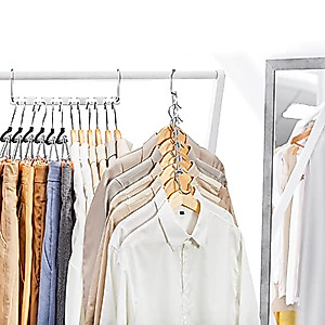 DECOZY Magic Clothes Hangers Smart Closet Saver Pack of 6 – Heavy-Duty Chrome Steel, Space Saving Wonder Hanger Wardrobe Organizer System for Wrinkle-Free Organization
