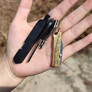COHOMELARS Small Keychain Knife,Mini Folding Pocket Knife,Brass Handle, Stainless Steel Blade, EDC Box Cutter,Small Gift for Women Men