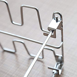 ENINFUT Chicken Leg Wing Grill Rack, 14 Slots BBQ Chicken Drumsticks Stainless Steel Roaster Stand for Smoker or Oven, with Silicone Mitts, Brush, Clip and Drip Pan, Collapsible Dishwasher Safe