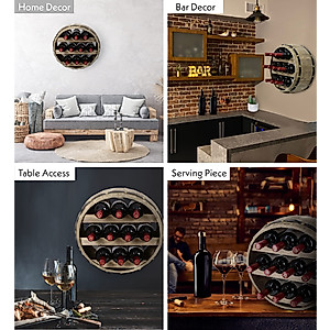 CoTa Global Barrell Wine Rack - Natural Wood Industrial Wall Mounted Barrel Wine Holder for 10 Wine Bottles, Decorative Wall Mounted Bottle Rack, Rustic Wall Wine Storage Shelf Organizer for Wine Bar