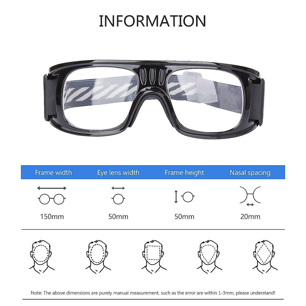 SooGree Sports Glasses for Men Womens,Protective Eyewear Sunglasses Polarized Sports Cycling Glasse(Black frame black pad),Anti Fog Shock Absorption with Adjustable Strap